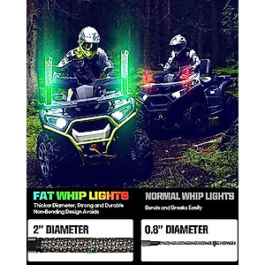 CO LIGHT Fat Spiral LED Whip Lights Thick Antenna 1FT Remote Control RGB Chasing/Dancing Light for UTV ATV 2PCS, APP-Supported 300 Colors & 200 Modes with Turn Signal, Brake Light, Reversing Light