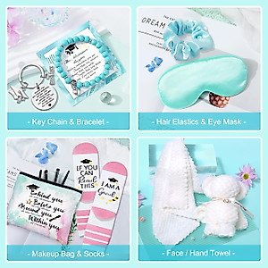 Graduation Gifts for Her 2025, College Graduation Gifts Basket Congratulations Gifts Set for Graduates Daughter Friends Nurse Insulated Tumbler Beach Towel Pouch Bag Candle Socks for Class of 2025