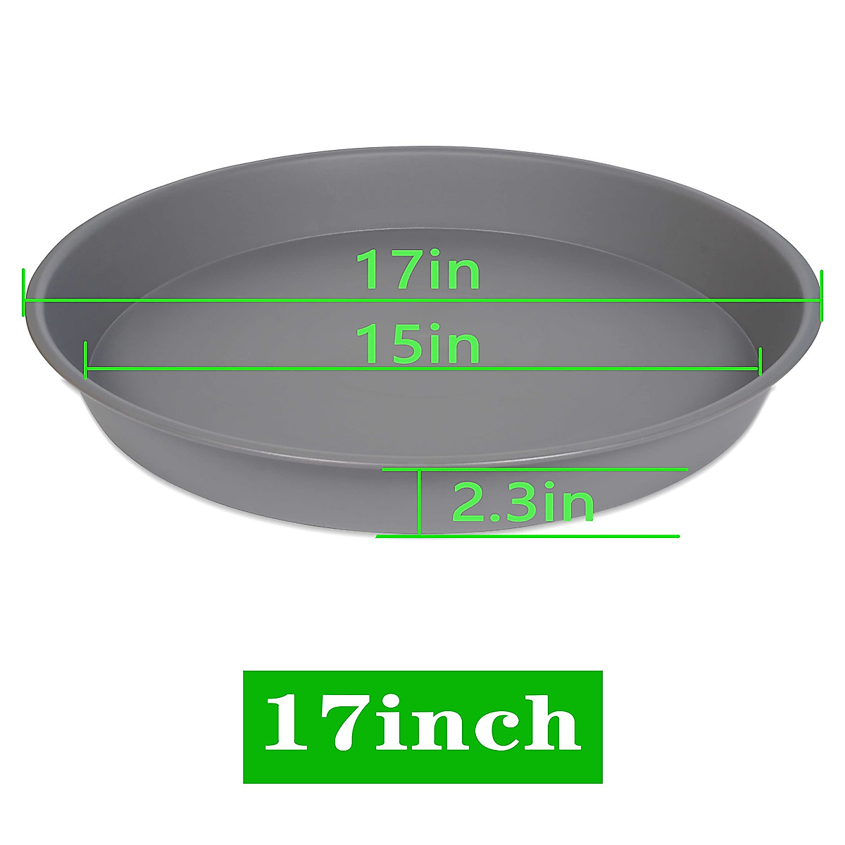 Angde 2 Pack of Plant Saucer 16 17 inch, Plastic Plant Saucers 17" Round, Flower Trays for Indoors Outdoor, Plant Drip Trays for Pots, Plant Water Tray for Planter 14-18" (17", Gray)