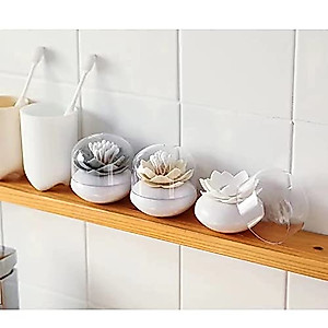 HAOSHOME Lotus Qtip Holder for Cotton Swabs (Gray), 3.58'' X 3.39'' X 3.7''