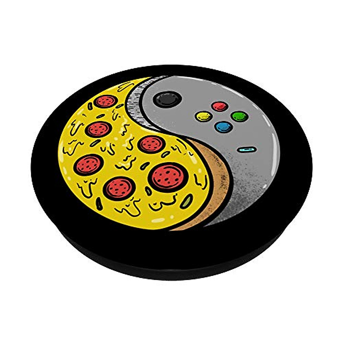 Yin Yang Pizza Video Game Controller Food Gaming Boys Men PopSockets PopGrip: Swappable Grip for Phones & Tablets
