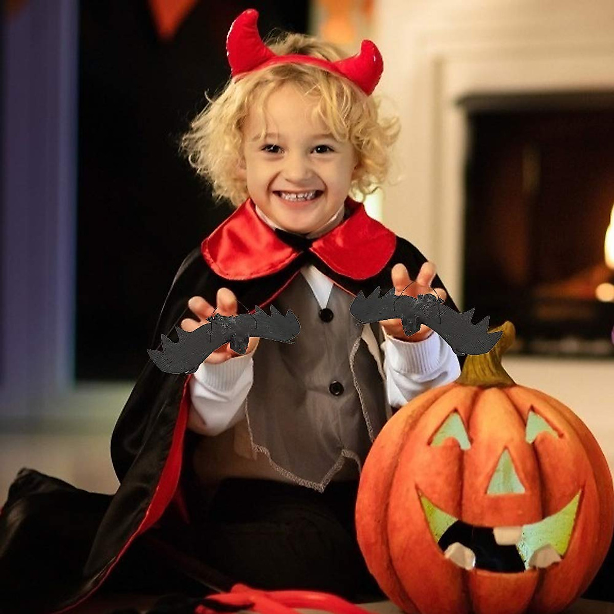 BigOtters 12pcs Halloween Bats,Rubber Hanging Vampire Bats for Halloween Party,April Fool's Day,Haunted House Decoration