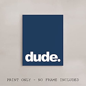 Navy Blue Boys Room Decor Gaming Prints Teen Bedroom Wall Art Gifts for Gamer College Dorm Decor| Bro Dude Bruh| Pack of 4, Unframed 8x10