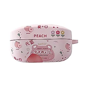 Joie & Joho Compatible with Sony WF-1000XM4 Case, Pink Peach Case for Earbuds Men Teens Boys Women Soft Silicone Keychain Accessories