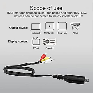 HDMI to RCA Converter HDMI to AV Video Audio Adapter Up to 4K30hz Supports PAL/NTSC for TV Box, Roku Streaming Stick, Fire Stick, DVD, Blu-ray Player HDMI to RCA Adapter