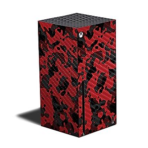 Mighty Skins Carbon Fiber Skin Compatible with Xbox Series X - Red Modern Camo | Protective, Durable Textured Carbon Fiber Finish | Easy to Apply, Remove, and Change Styles | Made in The USA