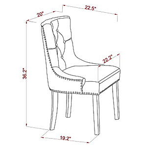 East West Furniture Dining Chairs, 22 x 21 x 36, FRP3T05