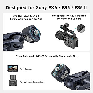 SmallRig Dual Ball Heads Magic Arm for Sony FX6 / FS5 / FS5 II, Articulating Magic Arm with 1/4"-20 Screw, Aluminum Alloy Camera Monitor Mount Arm, Max. Load 5.5kg, Only 88g - 4123