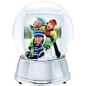 Large LED Light Up Photo Snow Globe - Silver Base