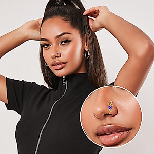 Mity rain Nose Cuffs, 18k Gold Plating African Nose Cuff Non Piercing, Clip On Fake Nose Cuff for Women(15pcs)