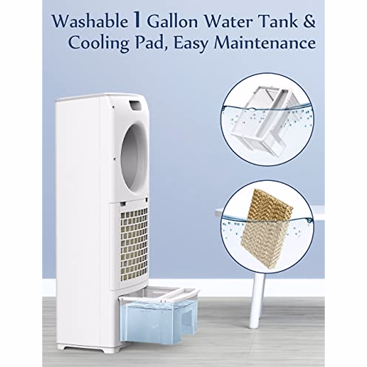 COMFYHOME Bladeless Evaporative Cooler, 3-IN-1 Windowless Portable Air Conditioner, 20ft Remote, 3 Wind Speeds Tower Fan & 8H Timer, 40°Oscillation, 32-INCH Evaporative Air Cooler for Home & Room