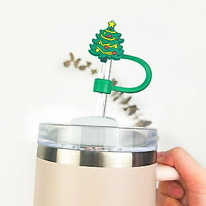 Velaco 6 PCS Christmas Straw Covers Compatible with Stanley Cups - Dust-Proof Straw Caps for 40 oz Tumblers and Water Bottles