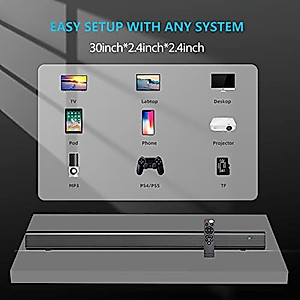 dyplay Sound Bar for TV with HDMI, 120Watt 30 Inch Soundar, Bluetooth 5.0 TV Soundbar Speaker, 4 EQ Modes, HDMI/Optical/AUX/TF/USB Connection, Built-in DSP, Remote Control and Wall Mountable