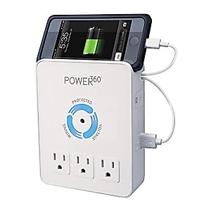 Panamax P360 Dock 6-Outlet Wall Tap/Charging Station, White, 6.8" x 2.9" x 5"