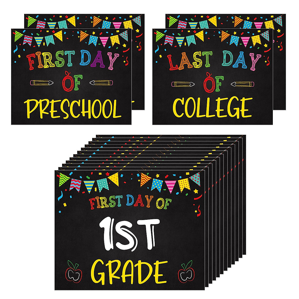 PETCEE First Day School Sign - 15 Grades First and Last Day of School Sign 8 x 10 for Kids Girls Boys Reusable Preschool Kindergarten to College Gifts