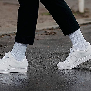 SOCKS'NBULK 60 Pairs Wholesale Bulk Sport Cotton Mens Crew, Ankle, Tube Socks, Size 10-13 (Mens White Crew Gray Heel Toe)