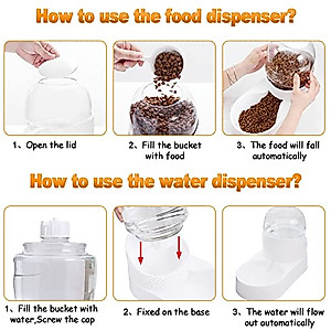 Lemtrflo Automatic Dog Cat Feeder and Water Dispenser Set,Gravity Dog Feeder and Waterer Set with Pet Food Bowl, 4L Capacity Cat Food Dispenser and Water Dispenser,Self Feeding Station for Dogs Cats