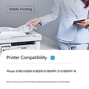 Phaser 6180 Standard Capacity Toner (4 Pack, 1BK/1C/1M/1Y) - UOTY Compatible 113R00722 113R00719 113R00720 113R00721 Toner Replacement for Xerox Phaser 6180MFP-D 6180N 6180 6180DN 6180MFP-N Printer