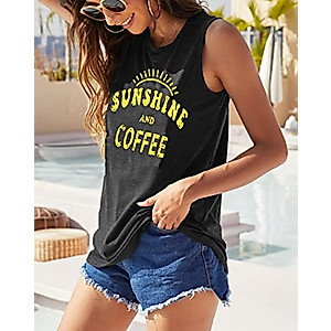 High Neck Tank Tops for Women Workout Shirts Sleeveless Summer Tops Loose Fit (X-Large, S-Gray)