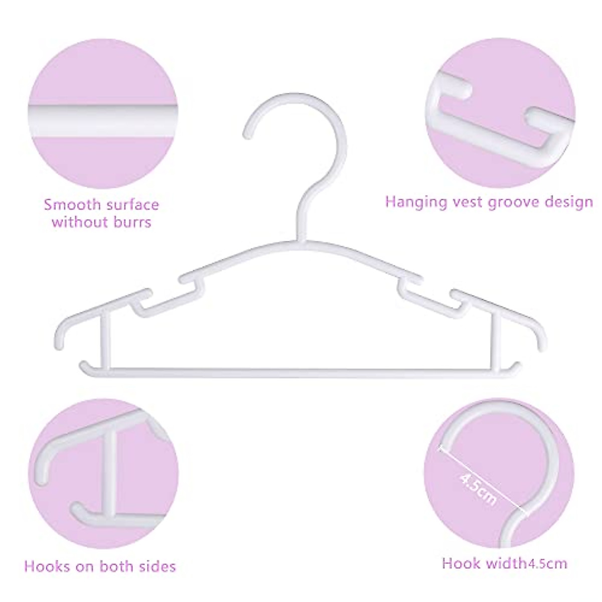 GoodtoU Baby Hangers Plastic Kids Hangers Clothing Toddler Hangers 100 Pack Hangers for Baby Children Toddler Hangers White