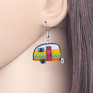 Bonsny Acrylic Drop Dangle Cartoon Funny Camper Van's Camping Car Earrings Jewelry For Women