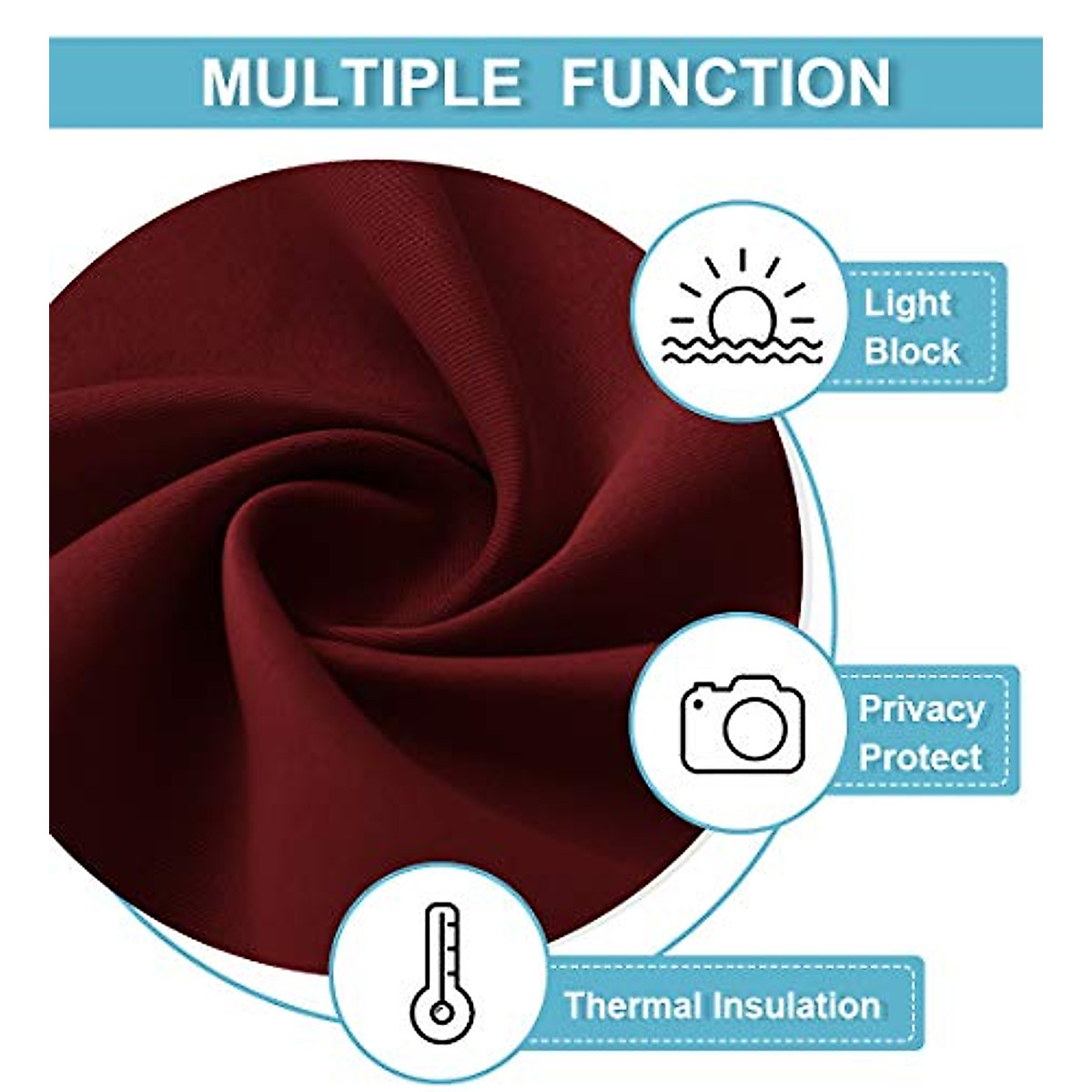 RYB HOME Blackout Curtains Room Dividers for Living Room Large Window Decor Thermal Insulating Drapes for Dining Bedroom Patio Sliding Door, Burgundy Red, 1 Panel, 12.5ft Wide x 9ft Long