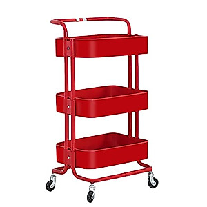 QUANJJ Kitchen Rack Trolley Storage Rack Removable Wheeled Vegetable and Fruit Side Basket Storage Rack