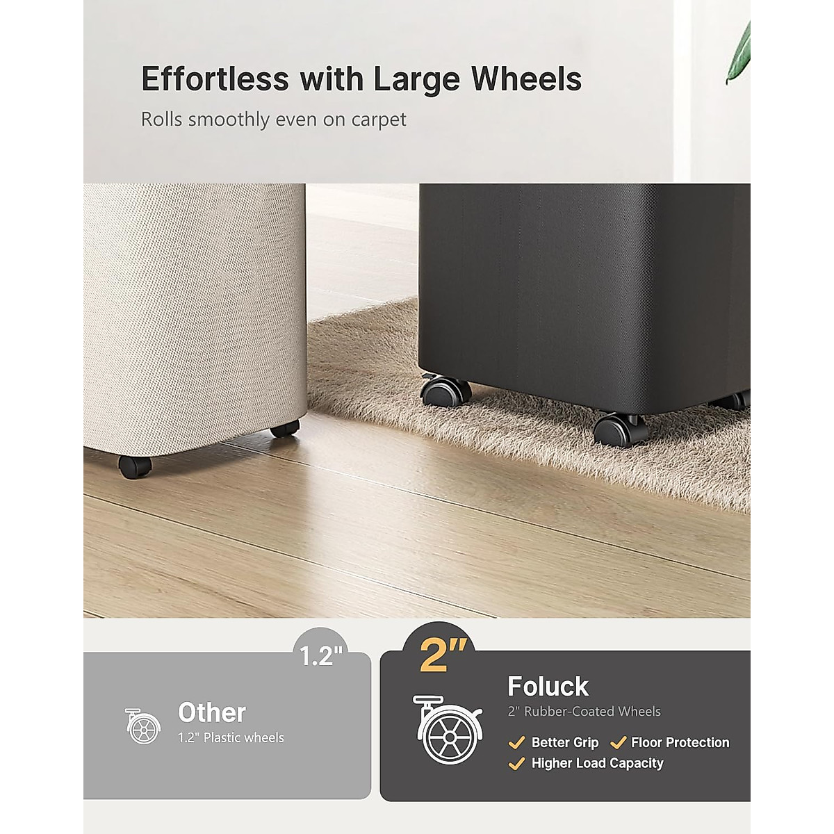 Slim Laundry Hamper with Wheels, 60L Rolling Laundry Basket with Lid and 2-Inch Silent Wheels, Small Clothes Hamper with Bamboo Handles for Clothes Toys in Dorm Bedroom Bathroom, Black