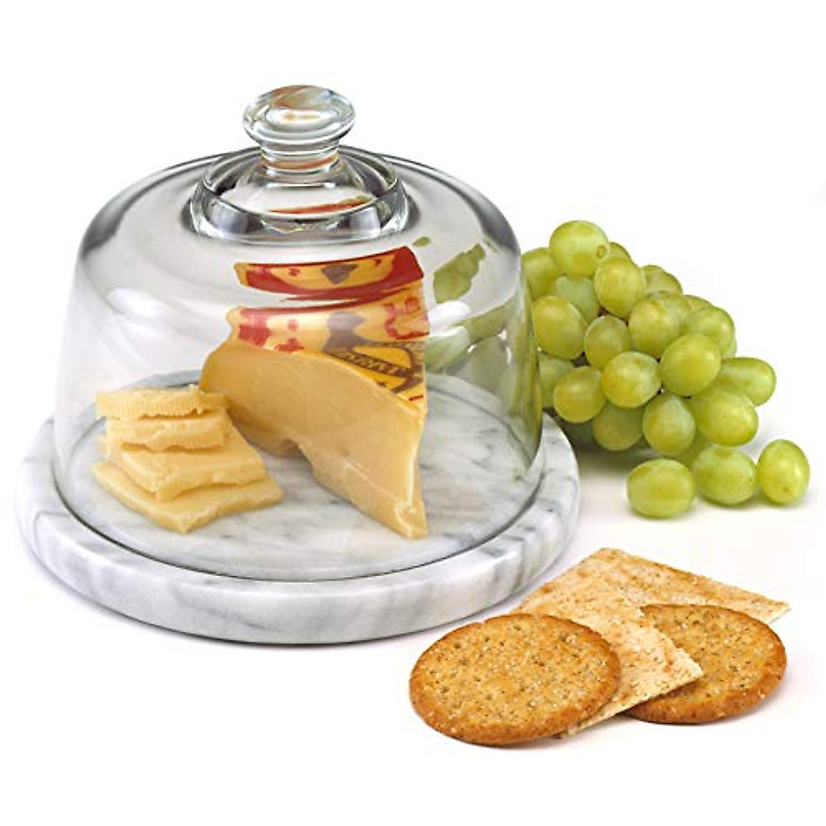 Norpro Glass Cheese Dome with Marble Base , Off-White