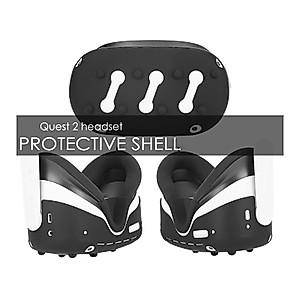 Protective VR Shell for Quest 2 Oculus Accessories Silicone Front Face Protector Cover VR Headset Protective Skin Hood with Thick Bulges Anti Scratch Preventing Collisions Dust Proof (Black)