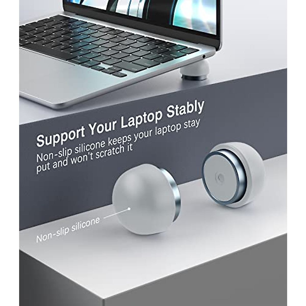 MoKo Universal Laptop/Computer Keyboard Stands, [2 Pack] Ergonomic Small Invisible Laptop Feet Riser, Anti-Slip Keyboard Stand Tilt Pad Portable Magnetic Cooler Holder for PC Notebook, Space Gray