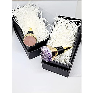 Natural Crystal Wine Bottle Stoppers Gemstone Bottle Stopper With Gift Box for Wedding & Parties (Amethyst Purple)