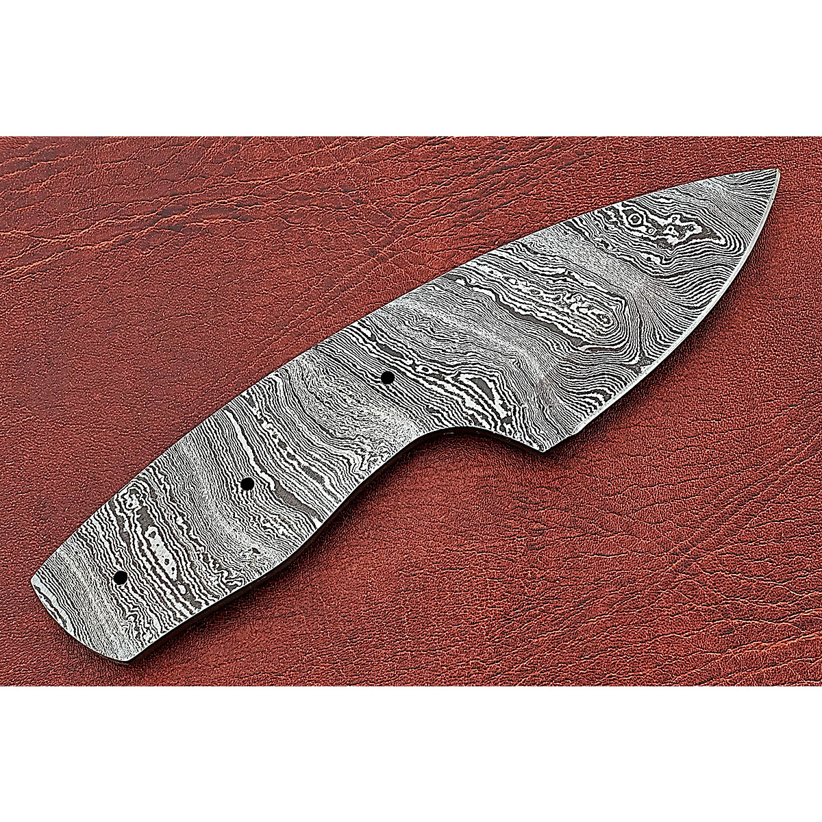 Knife Making Supplies Damascus Steel Blank Blade 6.5 inches Long Hand Forged Compact Skinning Knife, Spear Point Blade Pocket Knife with 3 Pin Hole, 2.5 inches Cutting Edge, 3.5" Scale Space