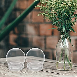 10pcs DIY Snow Globe Wedding Props Christmas Snow Globes Snow Globes for Cloche Bell Jar Glass Cover Preserved Flower Plastic Snow Globe Snow Globes for Adults Unique Child