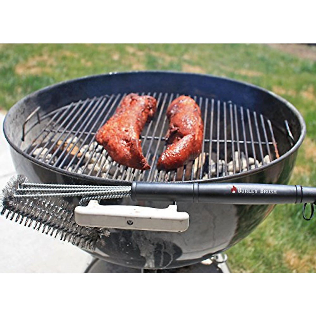 Burley Brush 3X Stainless Grill Brush, Ultimate Cleaning Brush for your BBQ Grill, Long 18" Handle, Heavy Duty Construction, Built to Last with Rugged Twist Wire Design - Works great with all Weber, Charbroil, Traeger and all Porcelain Style Grills - Make