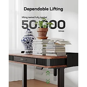 Marsail Electric Standing Desk Whole-Piece Desktop 55 x 28 Inches Height Adjustable Desk with 3 Drawers Home Office Table with 3 Memory Preset