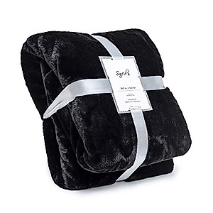 Sofila Faux Fur Throw Blanket Mink Plush Fleece, Super Soft Warm Cozy Fuzzy for Sofa Couch Bed Home Decorative Luxury Elegant, Black Panther, 50 x 60 Inches