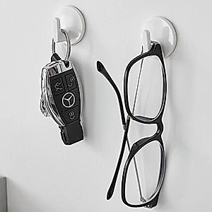 FLAUVEL 6-Pack Plastic Hook Key Hook Wall Hooks Stick-on Key Holder Adhesive Multipurpose Wall Mounted Hook White