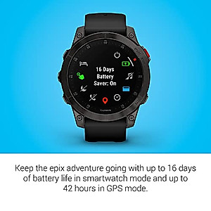 Garmin 010-02582-10 epix Gen 2, Premium active smartwatch, Health and wellness features, touchscreen AMOLED display, adventure watch with advanced features, black titanium