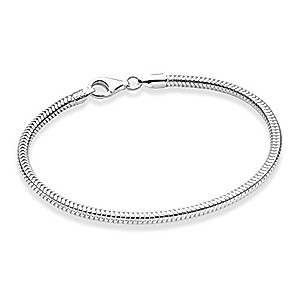 Miabella Solid 925 Sterling Silver Italian 3mm Snake Chain Bracelet for Women Men Teen Girls, Charm Bracelet, Made in Italy (Length 8 Inches)