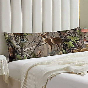 Camo Deer Camouflage Hunting Pillowcase for Body Pillow Long Soft Throw Pillow Case Cover for Bed Couch 20"x54"