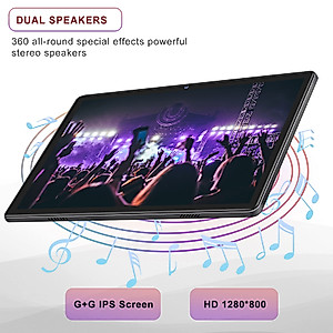 Oangcc 10.1" Android 11 Tablet, 2 in 1 Tablet 4GB RAM 64GB ROM (Up to 128G) Dual Camera Computer Tablet PC with Bluetooth Keyboard | Wireless Mouse | Stylus | Case | and More - Black
