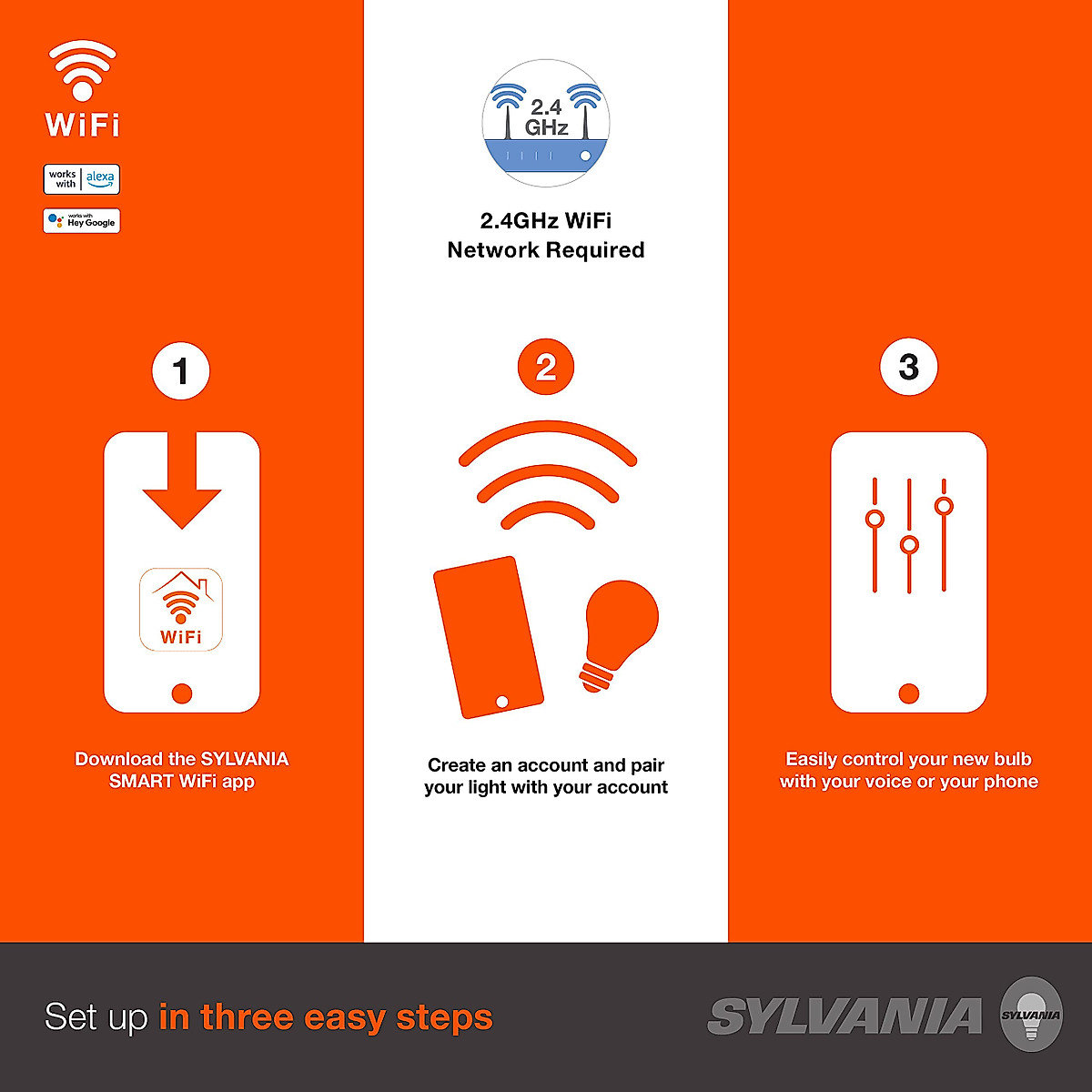 SYLVANIA Wifi LED Smart Light Bulb, 60W Equivalent Dimmable Soft White A19, Compatible with Alexa and Google Home Only - 4 Pack (75672)