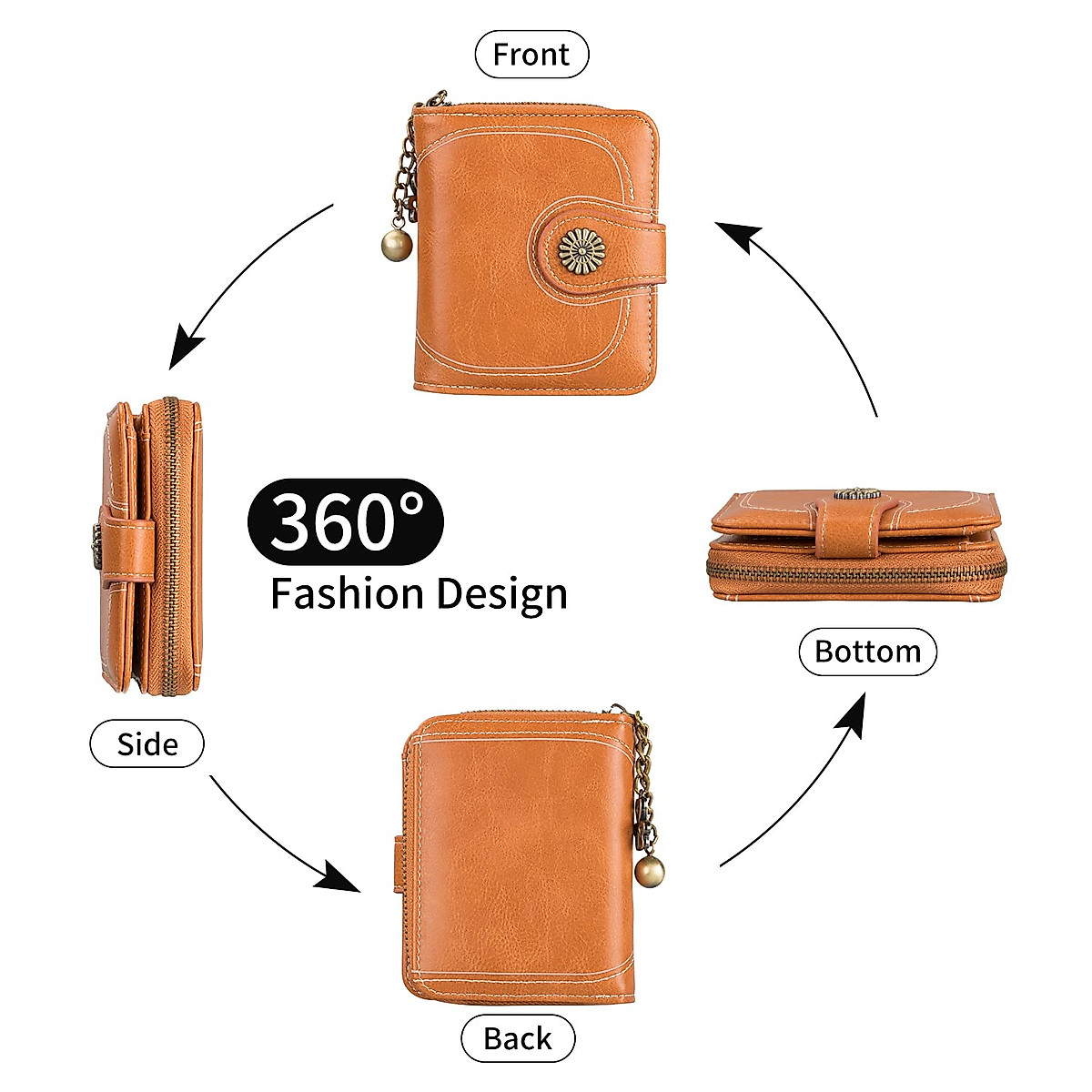 PAPUKA RFID Wallet for Women Genuine Leather Card Holder Large Phone Holder Clutch Travel Checkbook Organizer Zipper Coin Purse