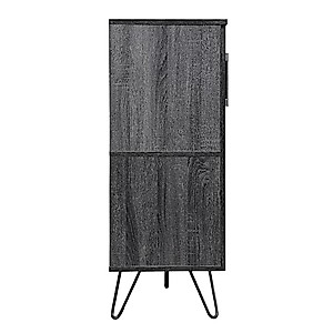 Christopher Knight Home Lochner Mid-Century Faux Wood Wine and Bar Cabinet, Black / Sonoma Grey Oak Finish