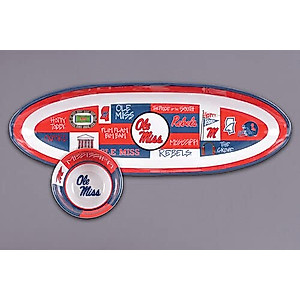 Magnolia Lane University of Mississippi Ole Miss Football Heavyweight Melamine Chip and Dip, Set of 2, Kitchen Accessories