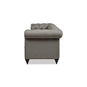 Jennifer Taylor Home Alto 88" Tufted Chesterfield Sofa, Dark Heathered Grey Linen