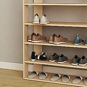DlandHome Shoe Rack Shoe Storage Cabinet, 5 Tier Shoe Racks, Wooden Shoes Heels Sneakers Storage Cabinet Organizer for Entryway, Hallway, Closet or Living Room,Oak