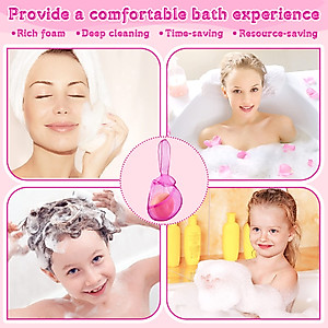 Nuanchu 2 Pcs Bar Soap Saver Bag Beauty Shampoo Conditioner Bar Pouch Rabbit Shape Travel Soap Holder Loofah Bubble Foam Net Savers Recycled Mesh Soap Bag(Light Pink, Rose Pink,14x7.8'')