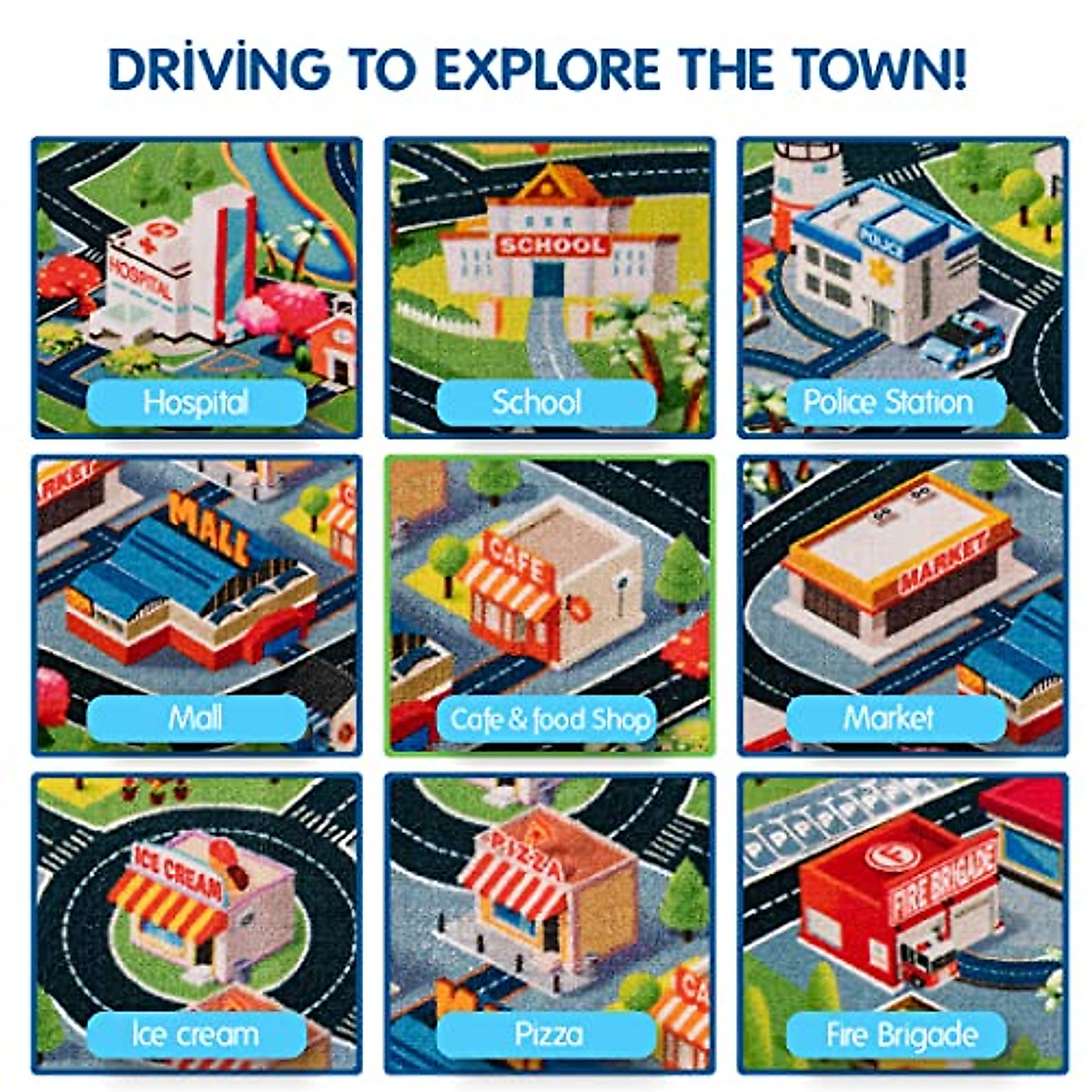 Car Mat for Kids Toy Cars 59X79 Inch Kids Rug,Car Rug Play Mat for Kids,Play Rug for Kids Playroom Bedroom,Road Traffic Kids Play Area Rug Non-Slip Backing, Kids Carpet Playmat Toddler Boys,Children